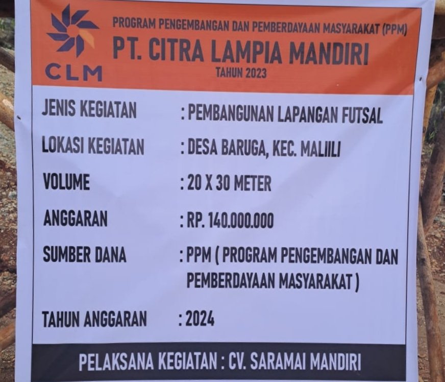 Setelah Lapangan Sepak Bola dan Jogging Track, PT CLM Kembali Bangun ...