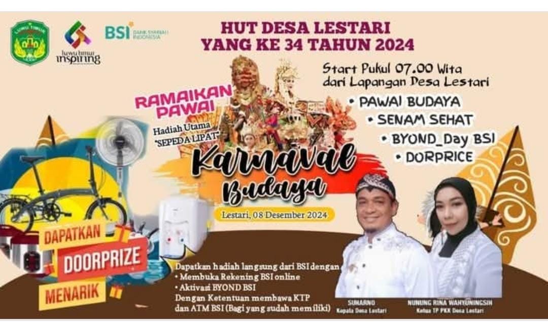 HUT Desa Lestari ke 34, Pemdes Lestari Gelar Karnaval Budaya